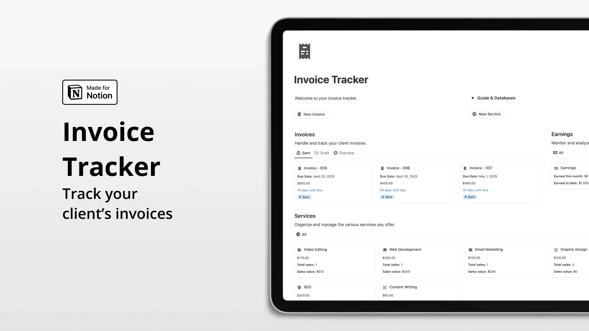 Notion Invoice Tracker for Free by Eazypath - Freelance Notion Template